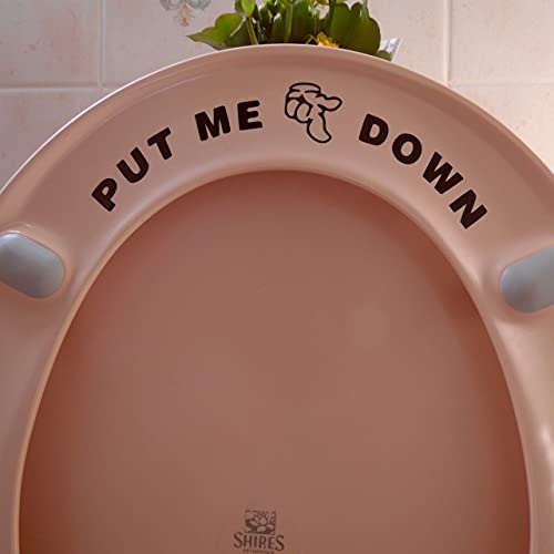 Fun 'Put Me Down' Funny Toilet Seat Sticker Bathroom Cute Wall Decal - Bathroom Accessory - Potty Training (Black)