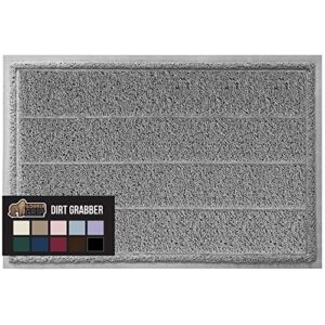 gorilla grip stain and fade resistant dirt grabber mesh door mat, low-profile, heavy duty quick dry striped doormat, mats for indoor or outdoor entry, shoe scraper, garage entrance mat, 35x23, gray