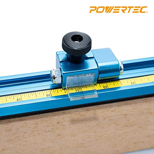 POWERTEC 71131 Aluminum Double T-Track Fence Cap Kit, Right to Left Adhesive Tape Measure and Plastic Insert, Anodized Blue