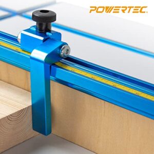 POWERTEC 71131 Aluminum Double T-Track Fence Cap Kit, Right to Left Adhesive Tape Measure and Plastic Insert, Anodized Blue