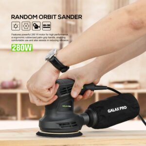 GALAX PRO 280W 13000OPM Max 6 Variable Speeds Orbital Sander with 15Pcs Sanding Discs, 5” electric Sander with Dust Collector for Sanding and Polishing