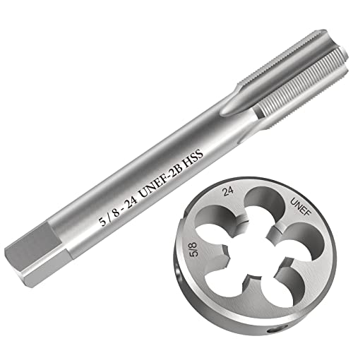 S-Union New 5/8"-24 UNEF Tap and Die Set, UNEF Machine Thread Right Hand Tap and UNEF Round Thread Die