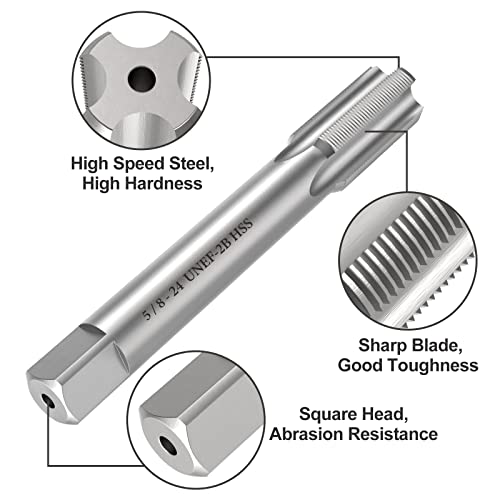 S-Union New 5/8"-24 UNEF Tap and Die Set, UNEF Machine Thread Right Hand Tap and UNEF Round Thread Die