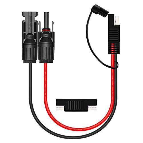 OUOU Solar to SAE Adapter 10 AWG Cable Connector with 1pcs SAE to SAE Polarity Reverse Connectors for RV Panel Solar (Black+Red)