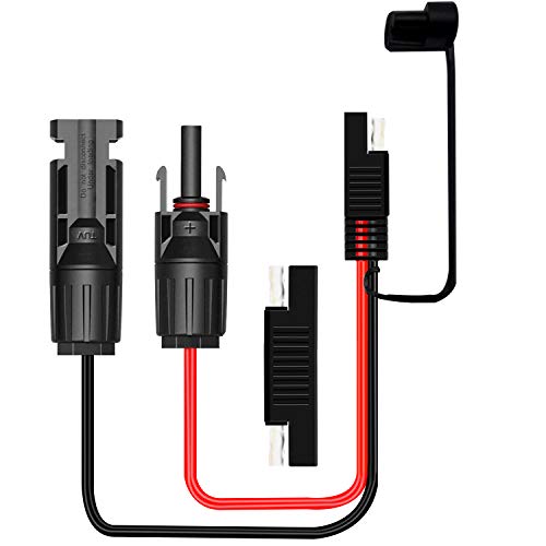 OUOU Solar to SAE Adapter 10 AWG Cable Connector with 1pcs SAE to SAE Polarity Reverse Connectors for RV Panel Solar (Black+Red)