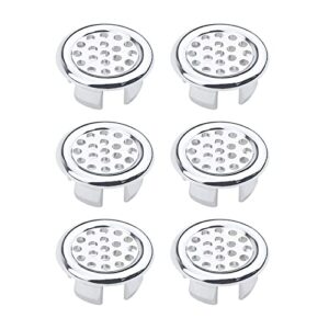 antrader bathroom sink mesh hole overflow covers, round insert in hole round caps chrome, 6 pcs, silver