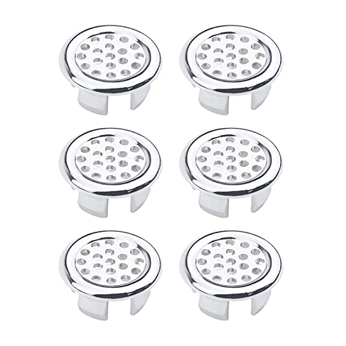 Antrader Bathroom Sink Mesh Hole Overflow Covers, Round Insert in Hole Round Caps Chrome, 6 Pcs, Silver