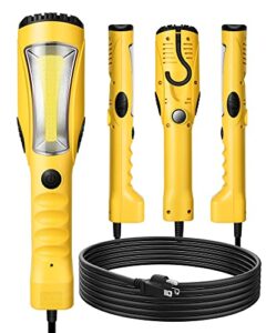 dewenwils led work light, underhood work light (15 feet), 1200lm, trouble light with cord, strong magnet, swivel hook, handheld corded work light for garage, workshop, car repair scene, etl listed