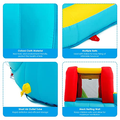 BOUNTECH Inflatable Water Slide, Mega Waterslide Park for Kids Backyard Family Fun with 480w Blower, Climbing, Water Basin, Blow up Water Slides Inflatables for Kids and Adults Outdoor Party Gifts