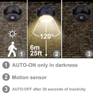 BIGLIGHT Battery Operated Motion Sensor Spotlight, Wireless LED Flood Light Outdoor, Super Bright Waterproof Security Lighting, Motion Uplight for Wall Front Door Shed Hallway, 200 Lumens