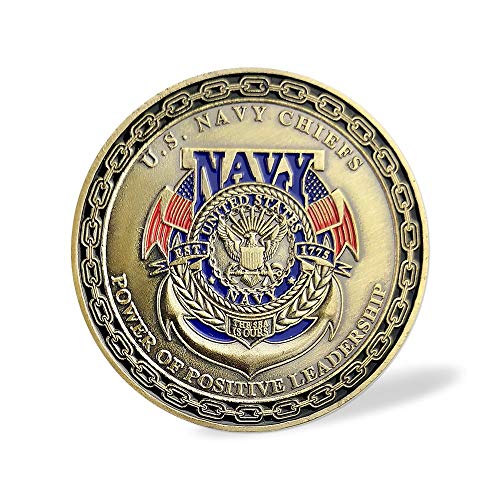 US Navy Chief Military Challenge Coin Power of Positive Leadership Don't Tread Me