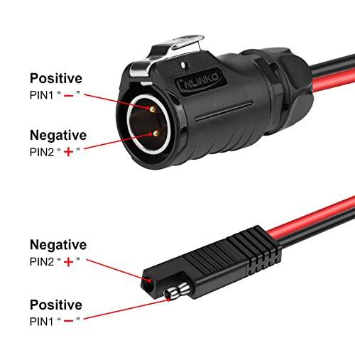 iGreely 2 Pin Power Industrial Circular Connector to SAE Cable with SAE Polarity Reverse Adapter for Solar Panel Trolling Motor Marine Boat Grand Design, Forrest River RV 10AWG 3Ft/0.9M