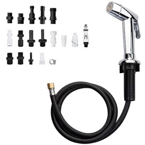 houtingmaan kitchen side sprayer,dual function kitchen sink sprayer with adjustable flow controller,kitchen faucet sprayer replacement chrome,faucet pull out sprayer with hose,holder and 17 adapters 