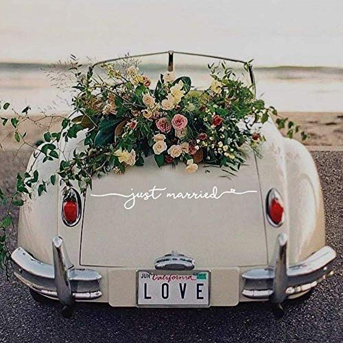 Just Married Vinyl Decal Wedding Decor Wedding Car Sign 28x4 inch