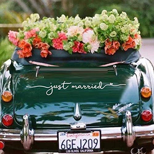 Just Married Vinyl Decal Wedding Decor Wedding Car Sign 28x4 inch