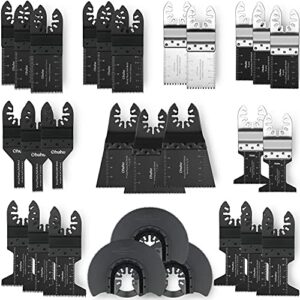 ohuhu 28 pcs oscillating multitool blades, universal oscillating saw blades for wood metal plastic, quick release multi tool blade kit fit dewalt milwaukee multimaster ryobi makita fein