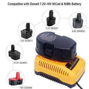 Elefly 7.2V-18V Battery Charger DC9310 Compatible with Dewalt 18V 14.4V 12V 9.6V 7.2V NiCad & NiMh Battery DC9096 DC9098 DC9099 DW9057 DC9071 DW9098 DW9099