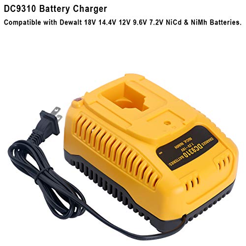 Elefly 7.2V-18V Battery Charger DC9310 Compatible with Dewalt 18V 14.4V 12V 9.6V 7.2V NiCad & NiMh Battery DC9096 DC9098 DC9099 DW9057 DC9071 DW9098 DW9099