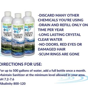 Waters Choice Pure Enzymes for Spas 3 Pack- All Natural Spa Water Care, Hot Tub Cleaner, Premium Water Care, 3 Month Supply, No Harsh Spa Hot Tub Chemicals, Spa Enzymes for Hot Tubs