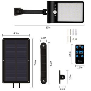 Aqonsie Solar Lights Outdoor with Remote, 56LED 180° Adjustable Angle Security Night Light Outside Motion Sensor Remote Control & 3 Lighting Modes Solar Lights for Backyard Gutter Courtyard Deck Home