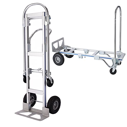 SHZOND Aluminum Hand Truck 2 in 1 Convertible Hand Truck 1000 LBS Capacity Hand Truck and Dolly Utility Cart