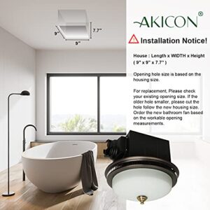 Akicon Bathroom Exhaust Fan with Light, Ultra Quiet 110 CFM 1.5 Sones Ventilation Exhaust Bathroom Fan Light Combo and Nightlight, 3 Years Warranty (Oil Rubbed Bronze)