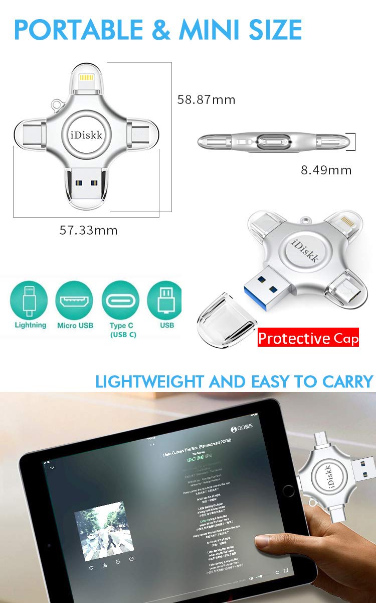 iDiskk MFI Certified 256GB Photo Stick for iPhone USB C iPad Pro Android Samsung Flash Drive for iPhone 15/14/13/12/12 pro/12 mini/11/11/Pro/6/7/8/XR/X/XS MAX,iPad pro USB Storage for PC,MacBook