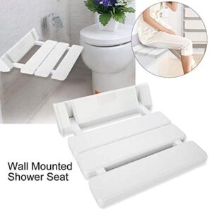 Folding Shower Seat Bench, Wall Mount Bathroom Bath Safety Stool Chair Bench Bathroom Drop-Leaf Wall Stool for Bath Toilet Hotel, 130kg Capacity for Senior Handicap Disabled Medical Use