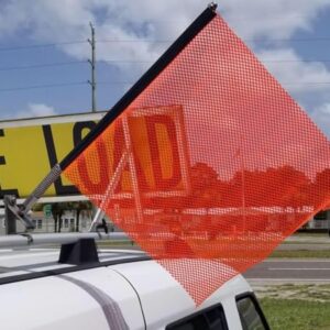 Mytee Products EZ Mount Warning Flag Red 18" x 18" Mesh Safety Flag DOT Compliant | Spring Loaded Quick n Easy Disconnect - 2 Pack