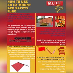 Mytee Products EZ Mount Warning Flag Red 18" x 18" Mesh Safety Flag DOT Compliant | Spring Loaded Quick n Easy Disconnect - 2 Pack