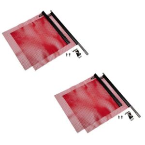 Mytee Products EZ Mount Warning Flag Red 18" x 18" Mesh Safety Flag DOT Compliant | Spring Loaded Quick n Easy Disconnect - 2 Pack