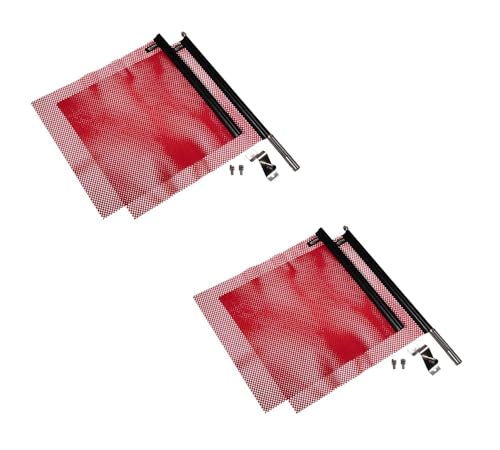 Mytee Products EZ Mount Warning Flag Red 18" x 18" Mesh Safety Flag DOT Compliant | Spring Loaded Quick n Easy Disconnect - 2 Pack