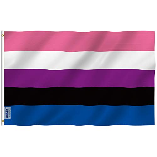 Anley Fly Breeze 3x5 Feet Genderfluid Flag - Vivid Color and Fade proof - Canvas Header and Double Stitched - Genderfluid Pride Flags Polyester with Brass Grommets 3 X 5 Ft