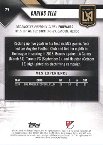 2019 Topps MLS #79 Carlos Vela Los Angeles Football Club Soccer Card