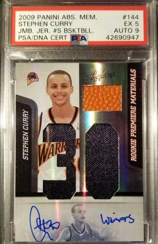 Stephen Curry Signed RC 2009 Panini Absolute Memorabilia Jersey 1/1 PSA 5 AUTO 9 - Basketball Autographed Game Used Cards