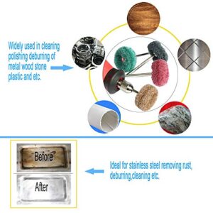 50PCS Abrasive Buffing Polishing Wheel Set for Rotary Tools,Non-Woven scouring pad Brush Polishing kit,Grit 800 Removal of Rust,Deburring on Metal Surface,with 3mm Mandrel