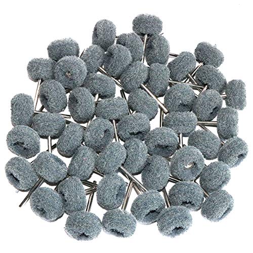 50PCS Abrasive Buffing Polishing Wheel Set for Rotary Tools,Non-Woven scouring pad Brush Polishing kit,Grit 800 Removal of Rust,Deburring on Metal Surface,with 3mm Mandrel