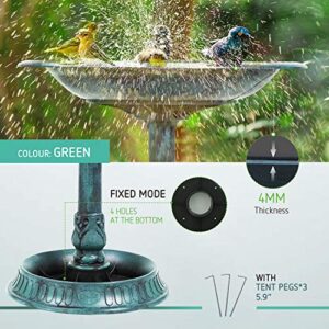 VIVOSUN 2-in-1 Outdoor Garden Bird Bath with Flower Planter Base, Weather-Resistant Garden Décor, 28” High Green