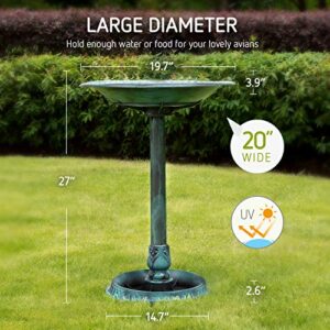 VIVOSUN 2-in-1 Outdoor Garden Bird Bath with Flower Planter Base, Weather-Resistant Garden Décor, 28” High Green