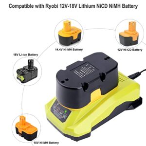 Elefly P117 Replacement for Ryobi 18V Battery ONE+ Charger, Compatible with Ryobi 12V-18V Lithium NiCad NiMh Battery P102 P103 P107 P108 P109 P189 P190 PBP002 PBP005