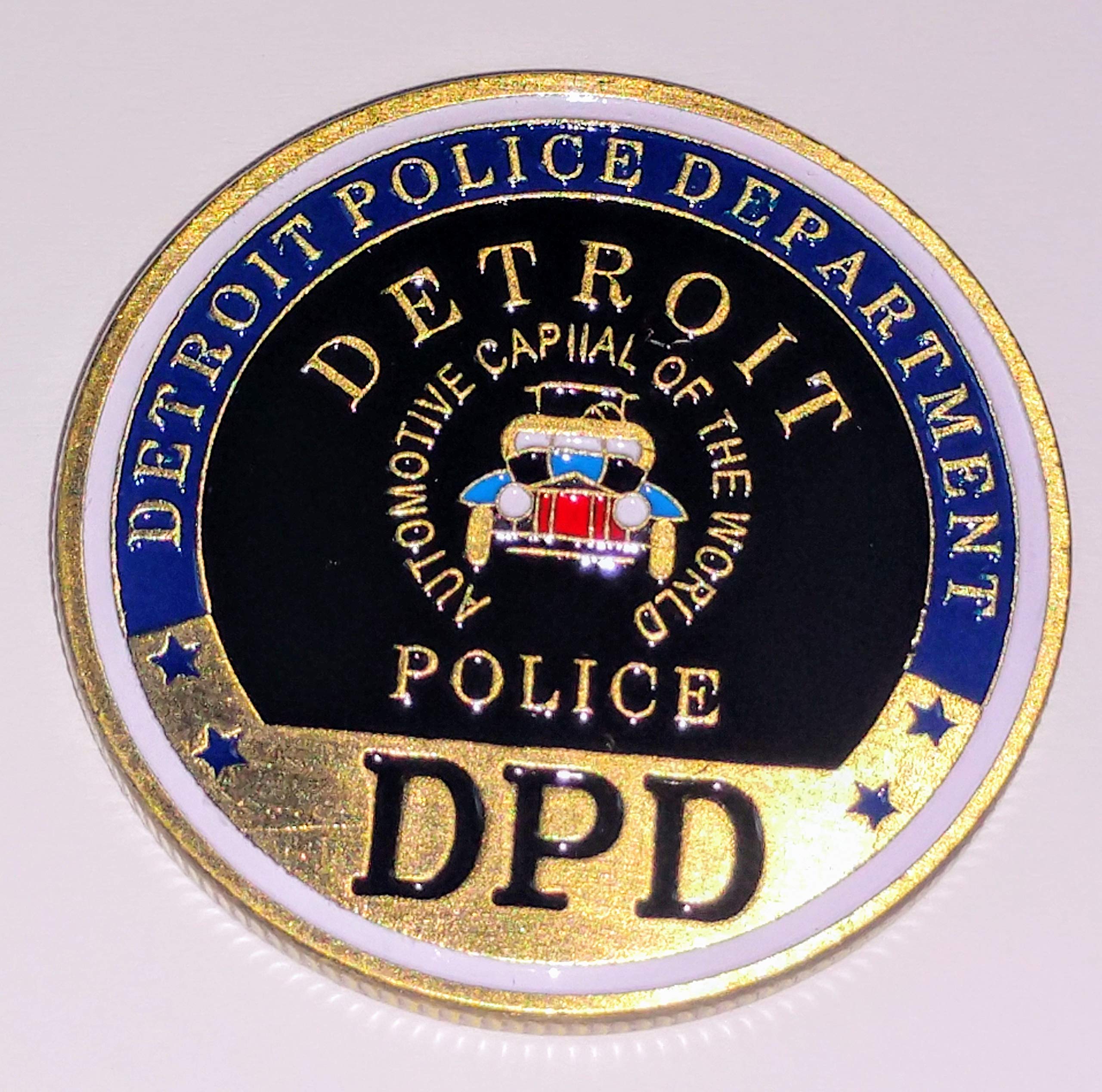 Detroit Police Department Antiqued Colorized Challenge Art Coin