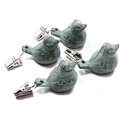 Funly mee (4PACK Vintage Tablecloth Weights on Clip Hangers,Pendant Tablecloth Weights kit with Green Bird, for Outdoor Garden Party Picnic Tablecloths Heavy.(Green)