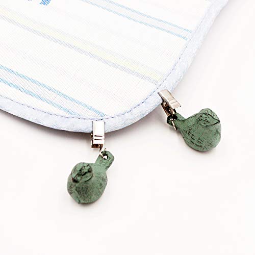 Funly mee (4PACK Vintage Tablecloth Weights on Clip Hangers,Pendant Tablecloth Weights kit with Green Bird, for Outdoor Garden Party Picnic Tablecloths Heavy.(Green)