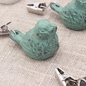 Funly mee (4PACK Vintage Tablecloth Weights on Clip Hangers,Pendant Tablecloth Weights kit with Green Bird, for Outdoor Garden Party Picnic Tablecloths Heavy.(Green)