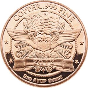 1 oz .999 Pure Copper Round/Challenge Coin (2012 Walking Liberty Design)