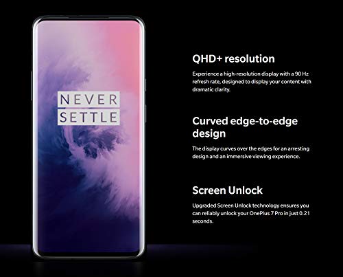 OnePlus 7 Pro 256GB ROM 8GB RAM Factory Unlocked 6.67 inch QHD+ AMOLED 90Hz Display Dual SIM Mirror Gray