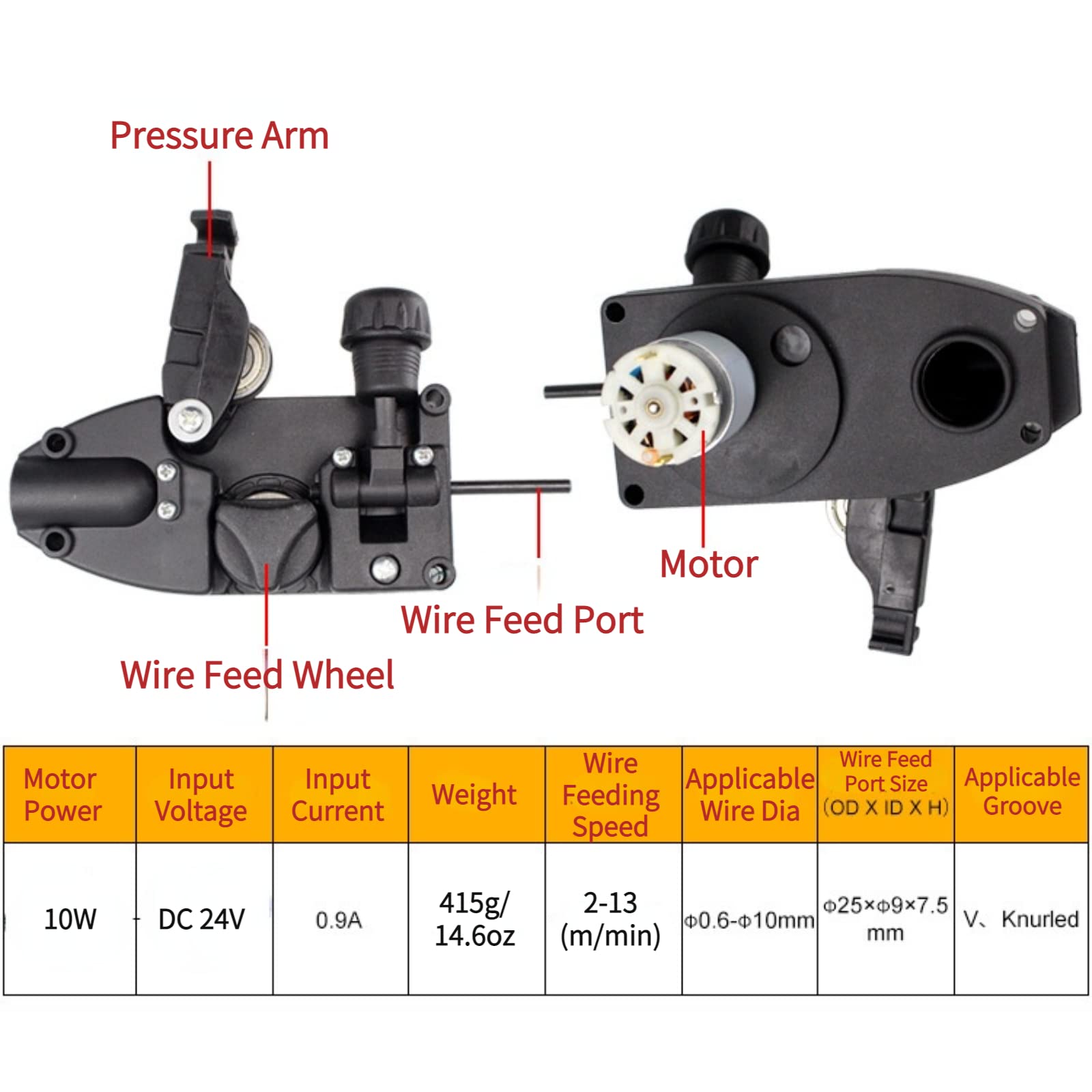 Mig Welder Roll Wire Feed Motor DC 24V 15W Soldering Wire Feeder Machine Welder Flux Core Wire Automatic Feed 0.8/1.0mm