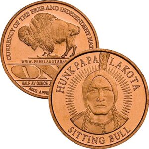 1/2 oz .999 pure copper round/challenge coin (sitting bull - hunkpapa lakota)