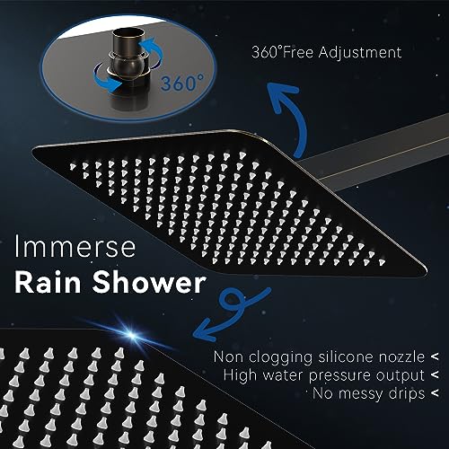 SR SUN RISE 12 Inch Brass Rain Shower Head Oil Rubbed Bronze High Pressure Rainfall Showerhead Water Saving