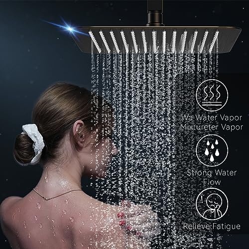 SR SUN RISE 12 Inch Brass Rain Shower Head Oil Rubbed Bronze High Pressure Rainfall Showerhead Water Saving